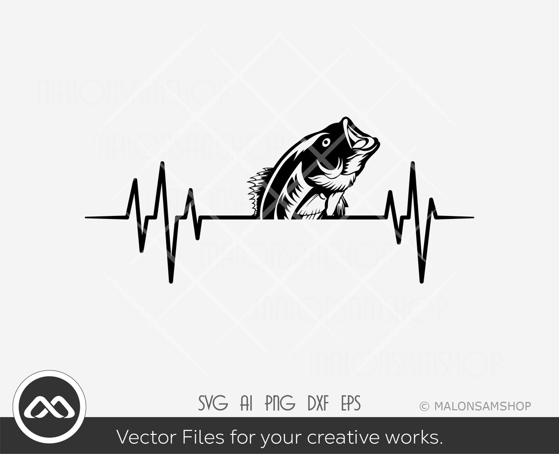 Fishing SVG Heartbeat Fishing Svg Fish Svg Bass Fishing | Etsy