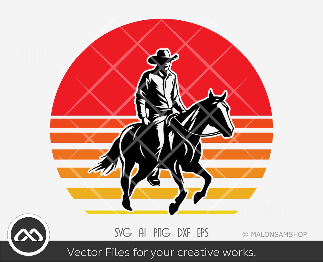 Retro Horse Riding SVG Western Cowboy - Horse Svg, Clipart, Png, Cut ...