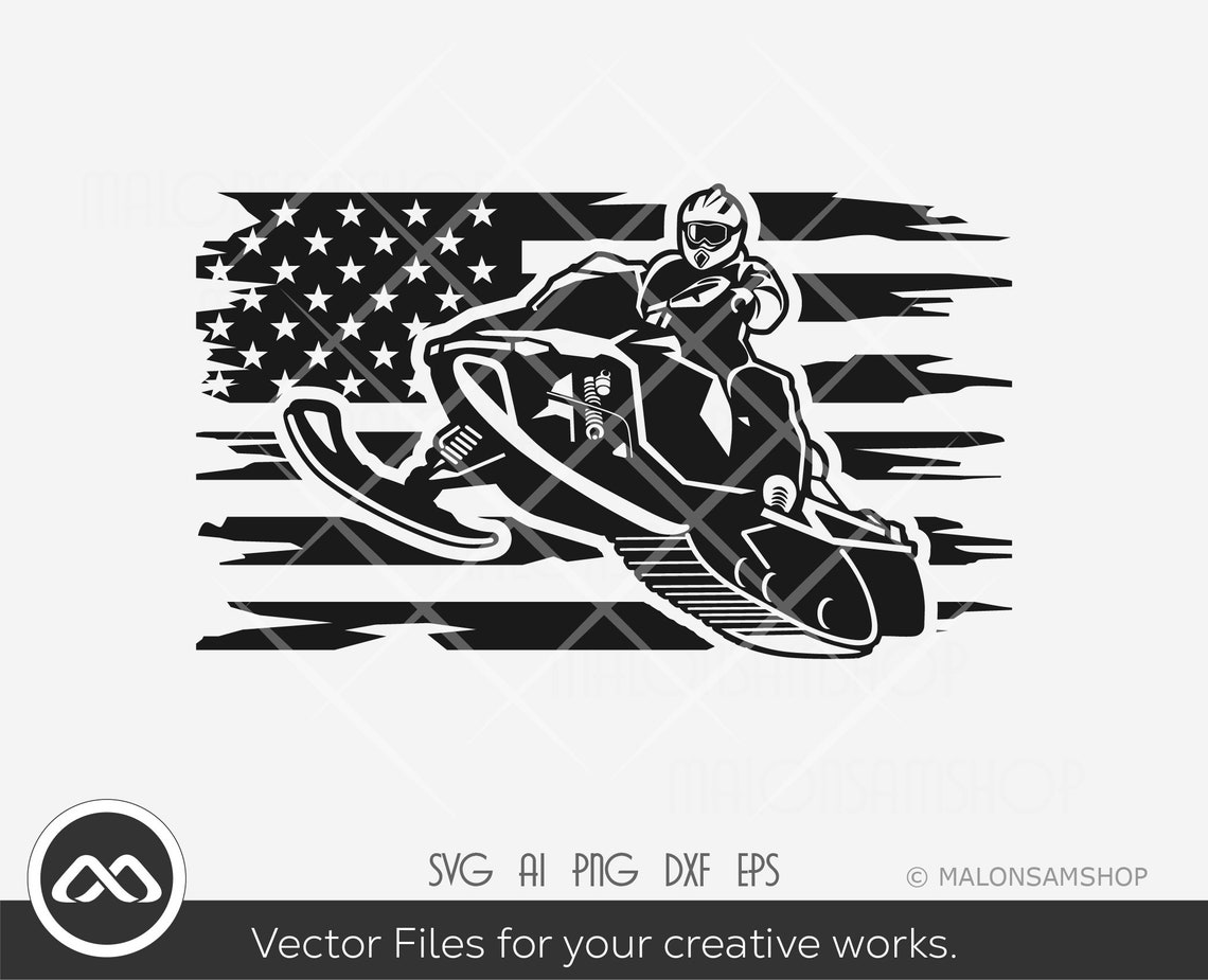 Snowmobile SVG US Flag 1 Snowmobile Svg Winter Sports Svg - Etsy