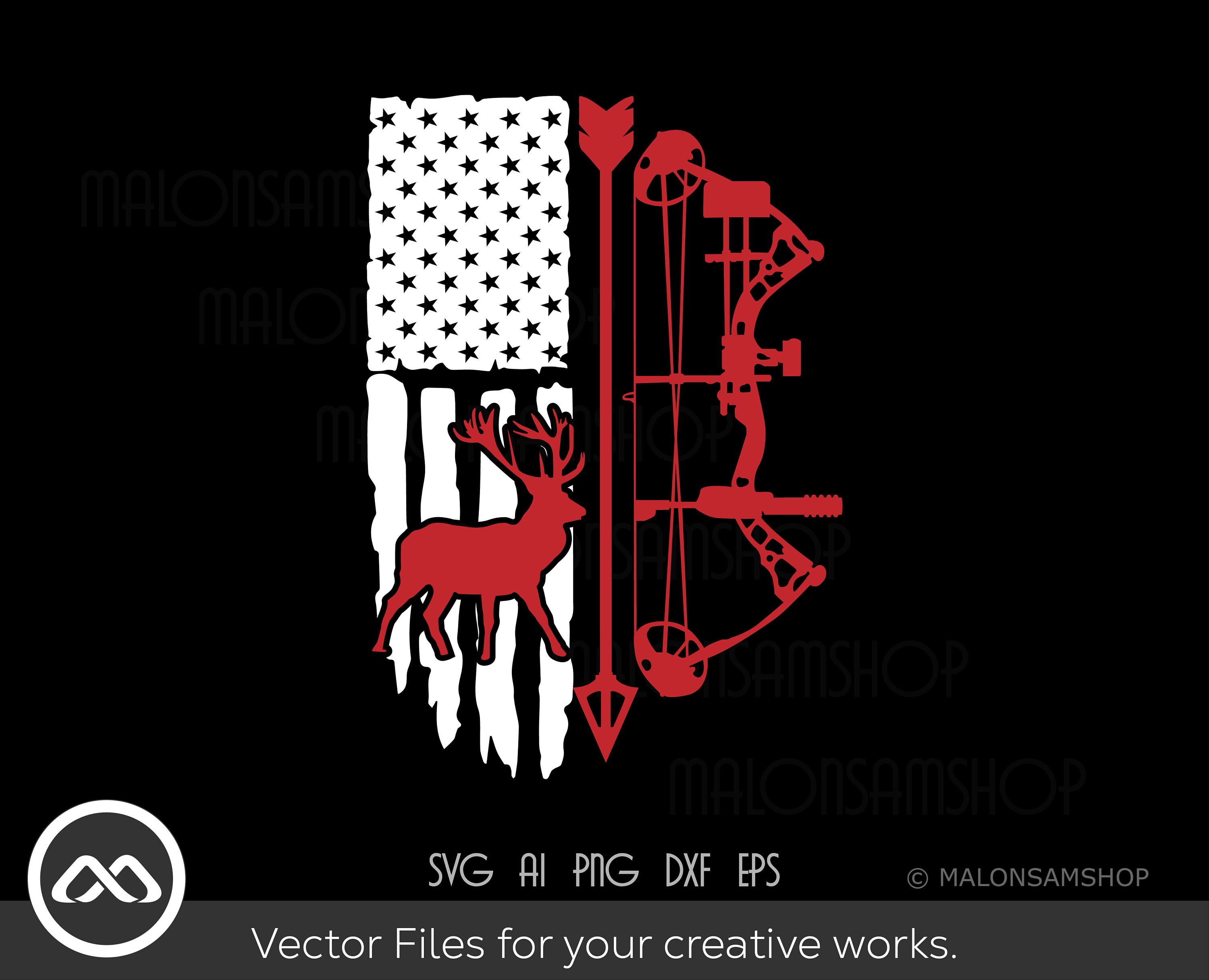 Bow and Arrow Hunting SVG USA Flag Deer Hunting Svg Elk - Etsy
