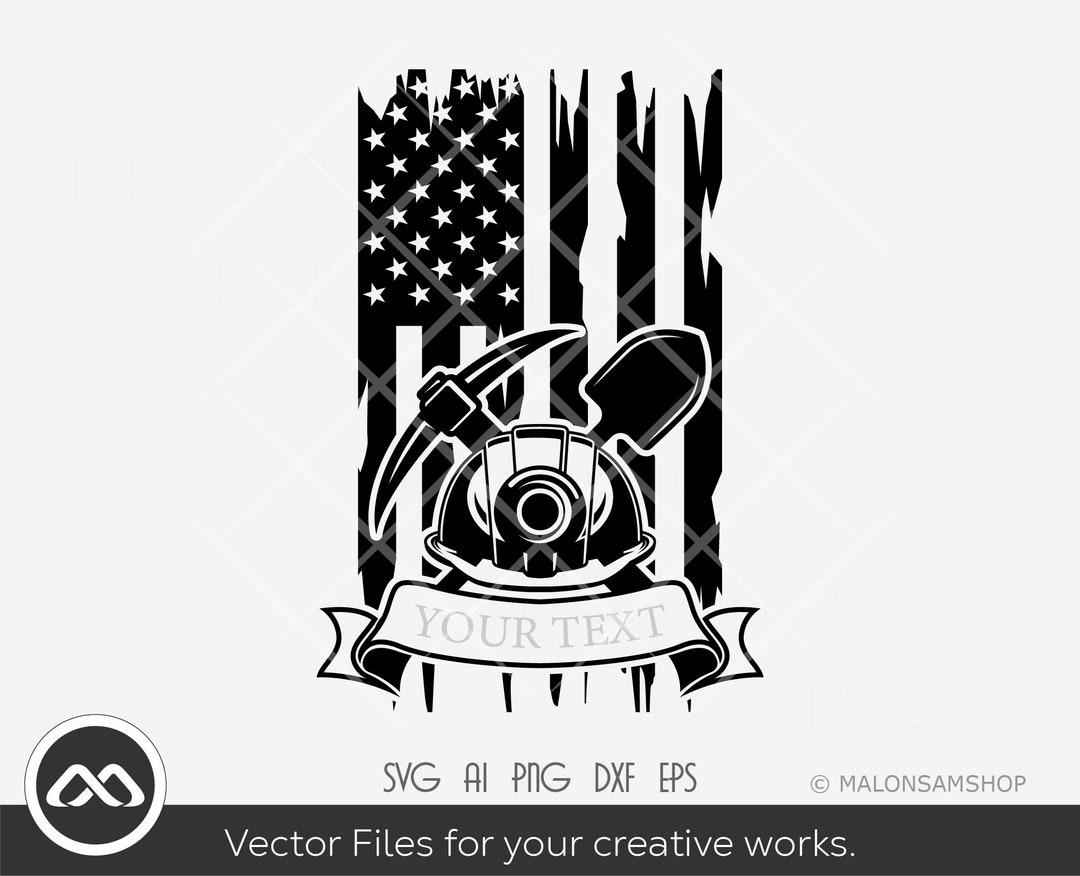 Us Flag Mining SVG Your Text Helmet - Miner Svg, Pickaxe Svg, Png ...