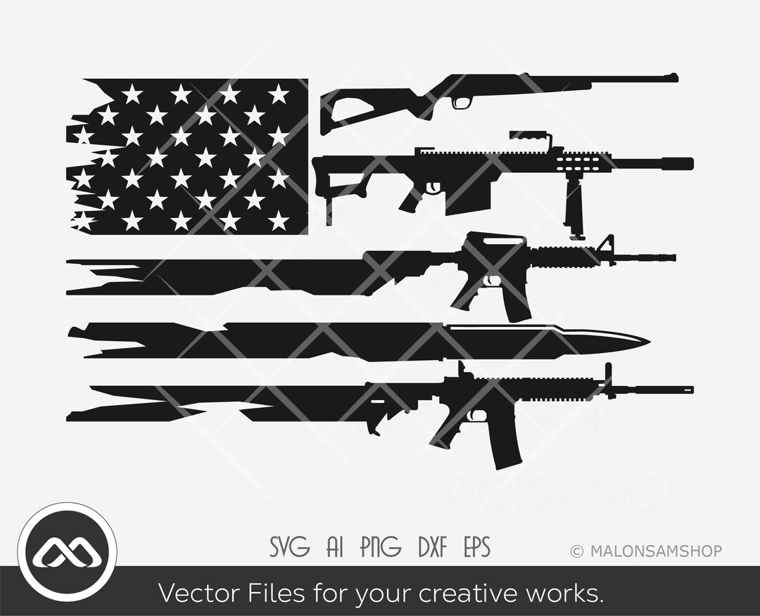 Guns SVG US Flag Gun - Gun Svg, Military Svg, Top Gun Svg, Handgun Svg ...