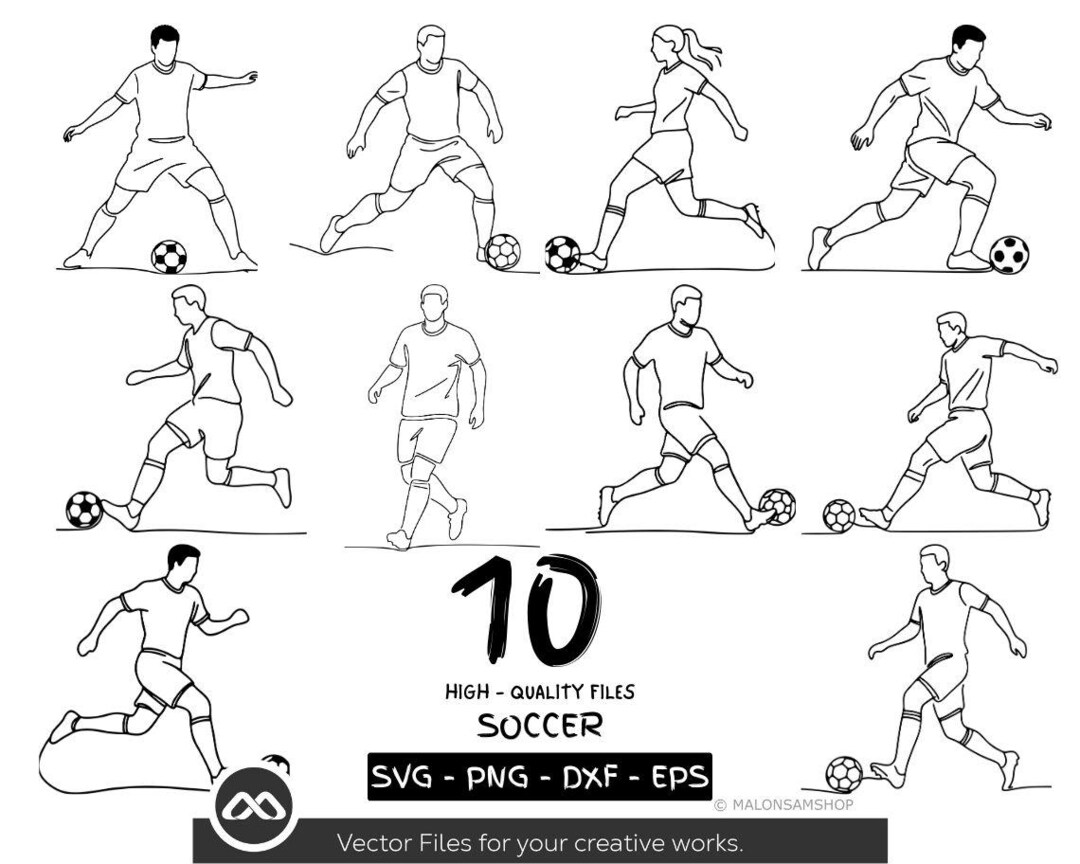 Soccer Line Art SVG Bundle for Cricut and Sublimation, Minimalist ...