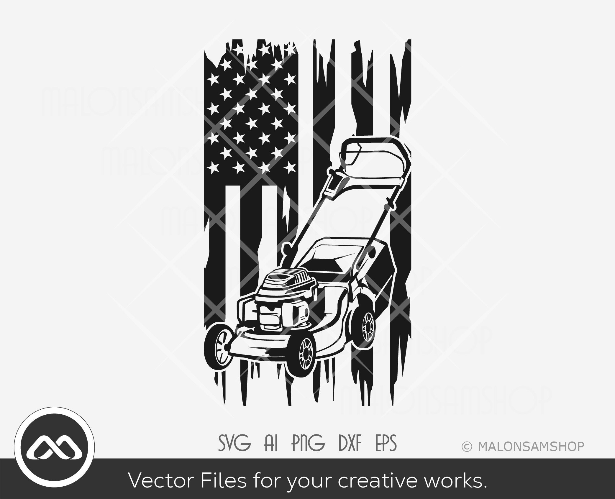 Us Flag Lawn Mower SVG Illustration - Lawn Mower Svg, Mower Png, Grass ...