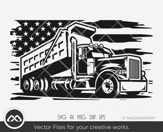 Dump Truck SVG US Flag Dump Truck Svg Construction Svg - Etsy