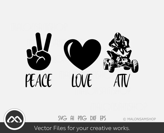 ATV SVG Peace Love ATV Atv Svg Quad Svg 4 Wheeler Svg | Etsy