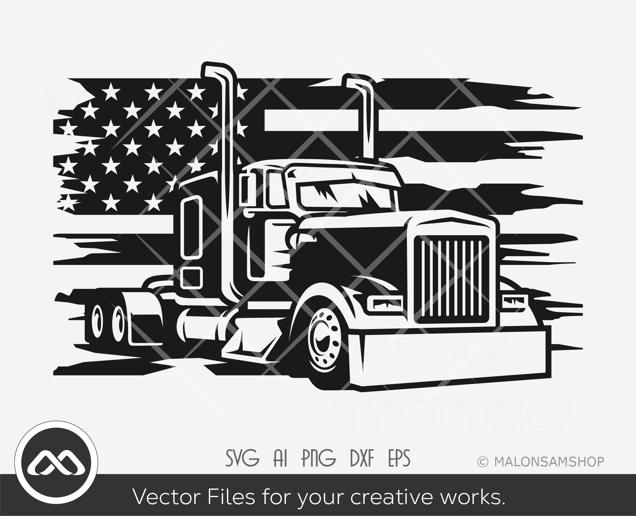 Semi TRUCK SVG Us Flag Lkw svg cargo svg 18 wheeler big - Etsy Österreich
