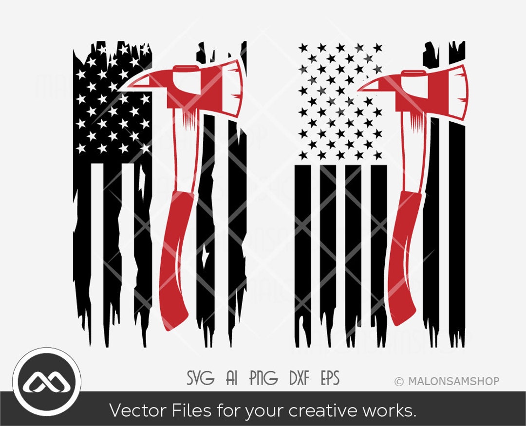 Firefighter SVG Axe Us Flag - Fireman Svg, Fire Dept Svg, Fire Fighter ...