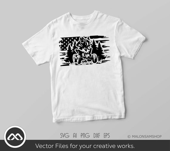 Comes with 2 Distressed US Flag Version ATV Svg vector quad life svg ...