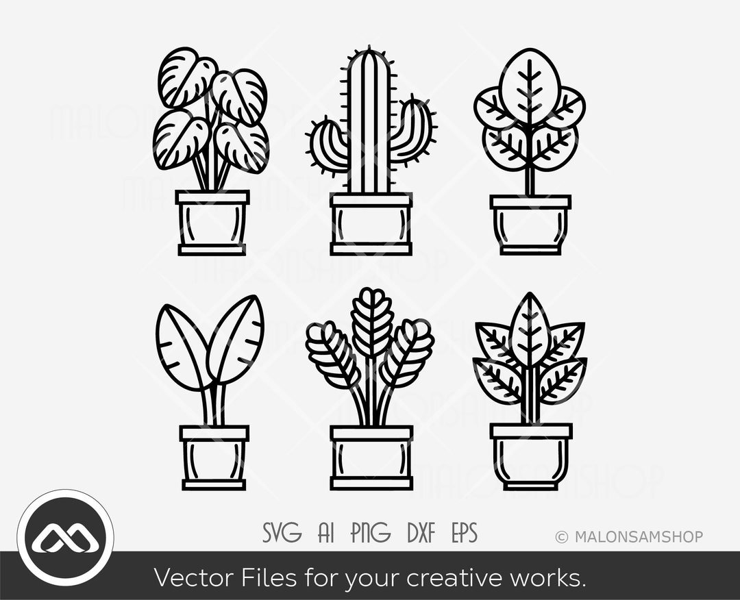 Plant SVG Bundle 1 - Plants Svg, House Plant Svg, Potted Plants, Cut ...