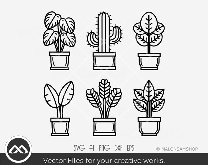Plants SVG File Bundle - Plant Svg, Potted Plants Svg, Plants Bundle ...