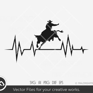 Bull Rider SVG Heartbeat - Bull Rider Svg, Bull Rider Cut File, Dxf ...