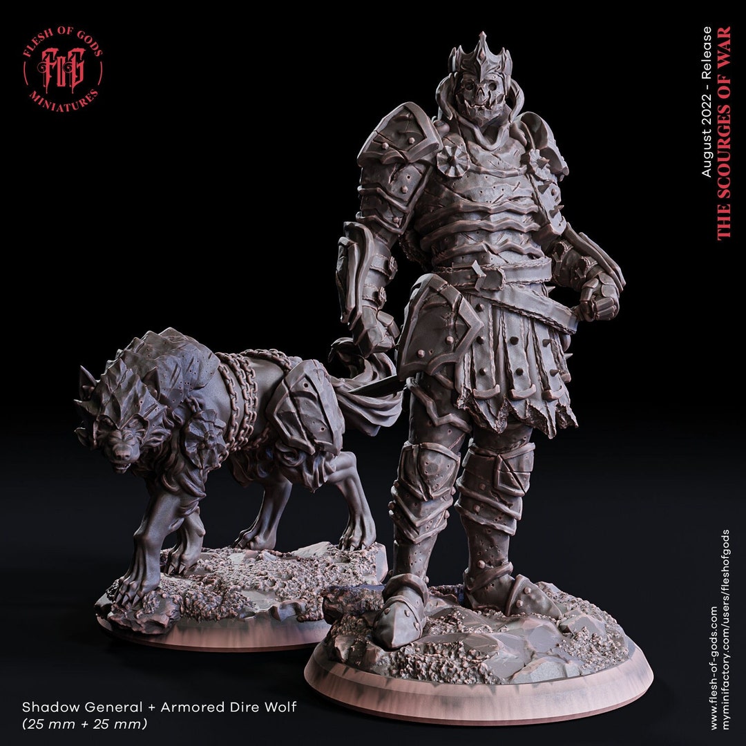 General and Wolf Lich and Dire Wolf Undead With Wolf Miniature for ...