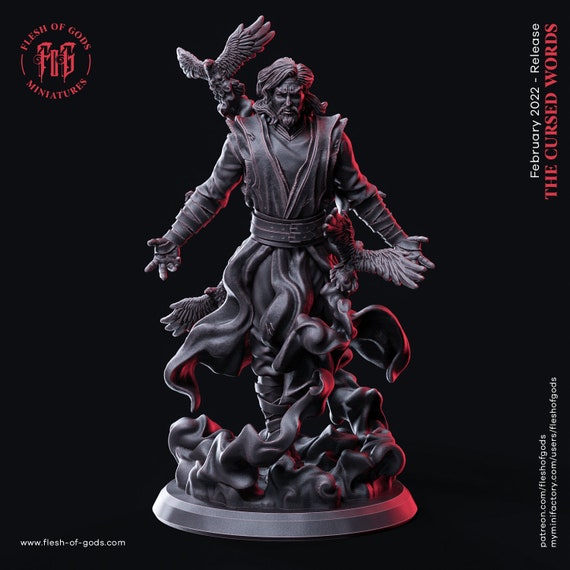 Raven Mage Crow Mage Raven Sorcerer Miniature for Dungeons - Etsy