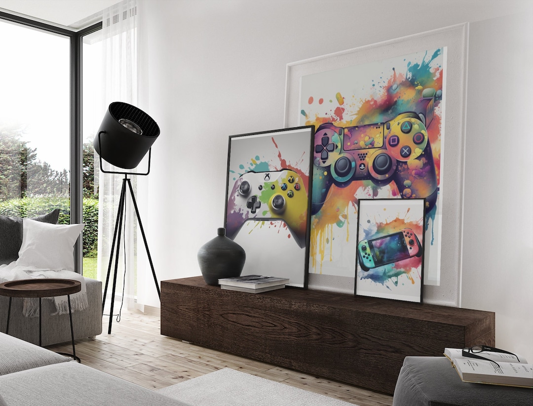 Neon Game Controller Wall Art - Vibrant Gaming Decor, Retro Neon ...