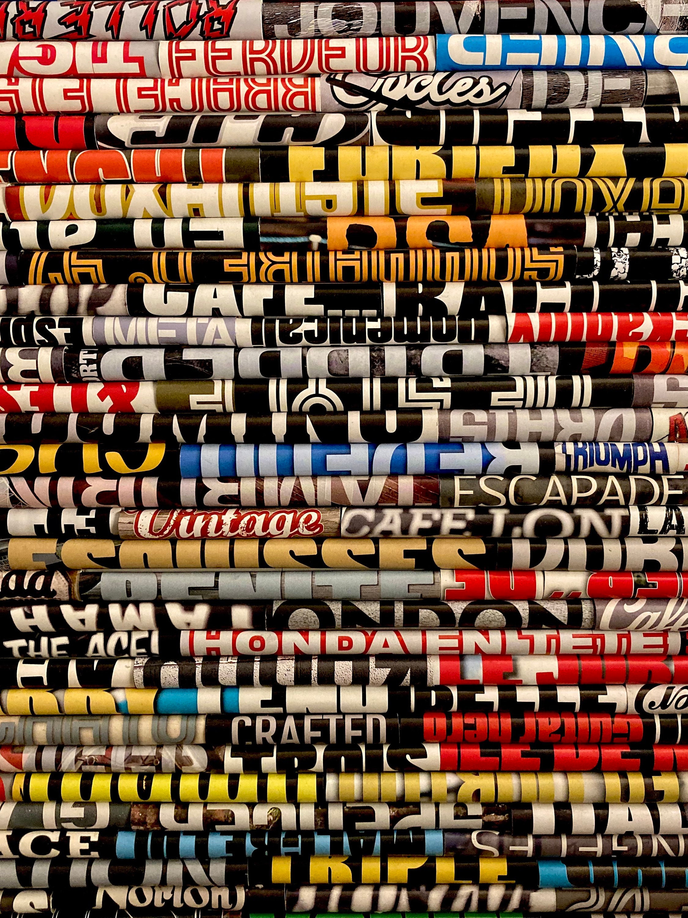 Abstract Picture Created From Recycled Magazines, Multicolored Rolls ...