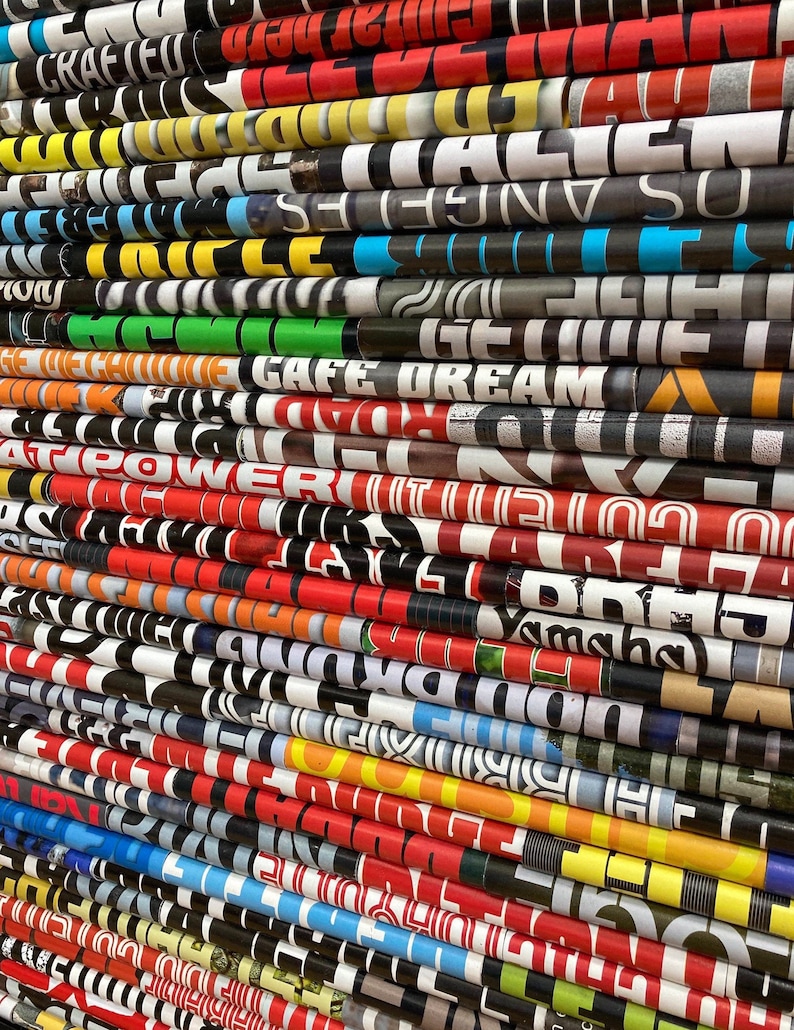 Abstract Picture Created From Recycled Magazines, Multicolored Rolls ...