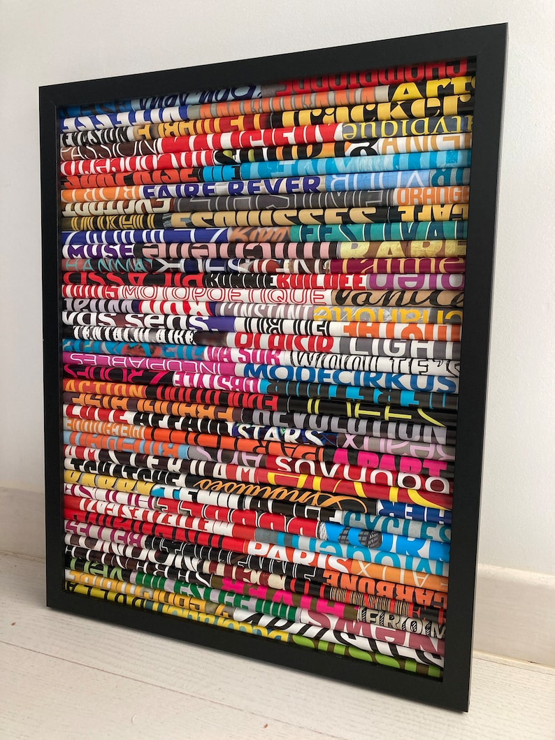 Abstract Picture Created From Recycled Magazines, Multicolored Rolls ...