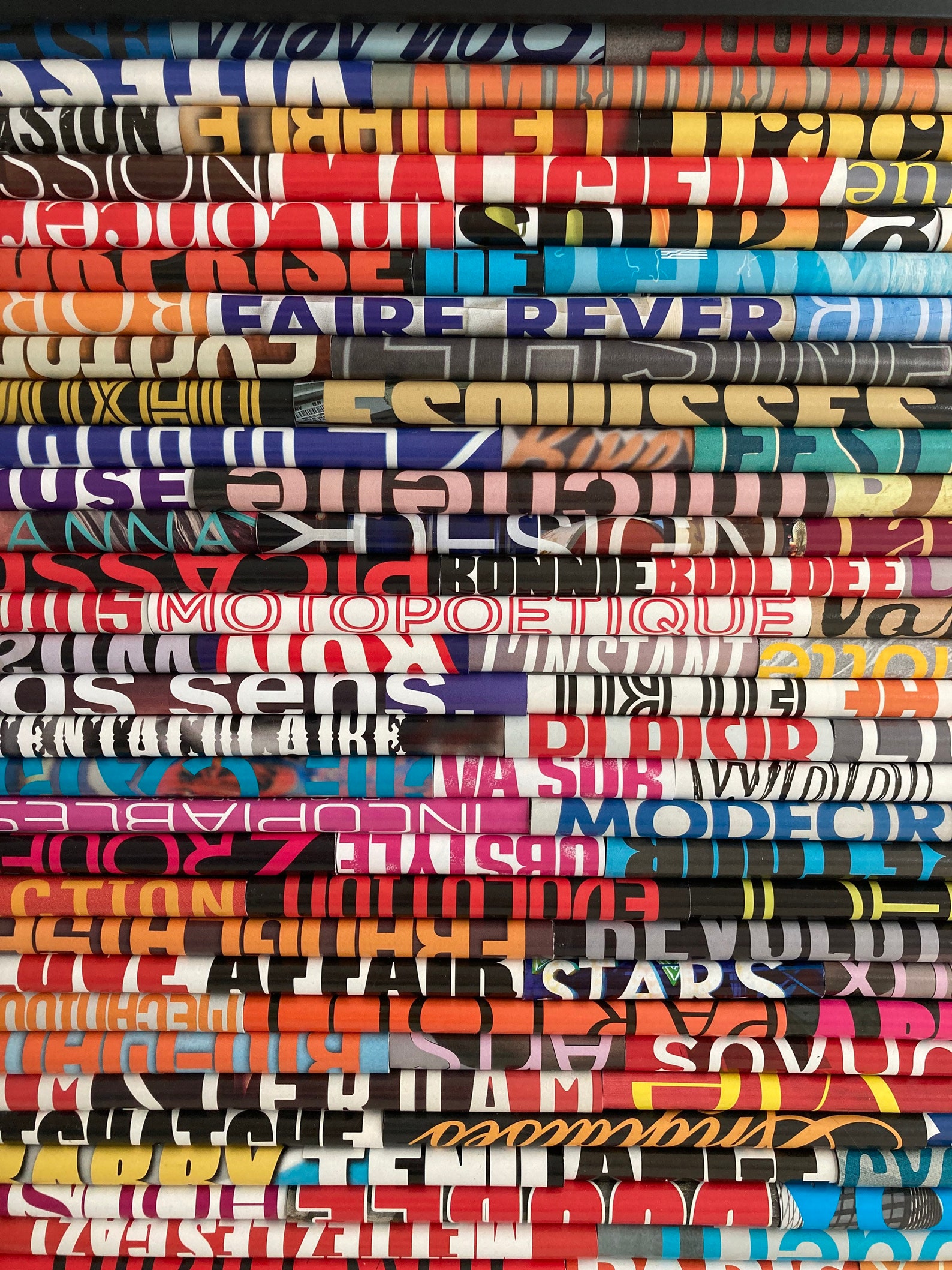 Abstract Picture Created From Recycled Magazines, Multicolored Rolls ...