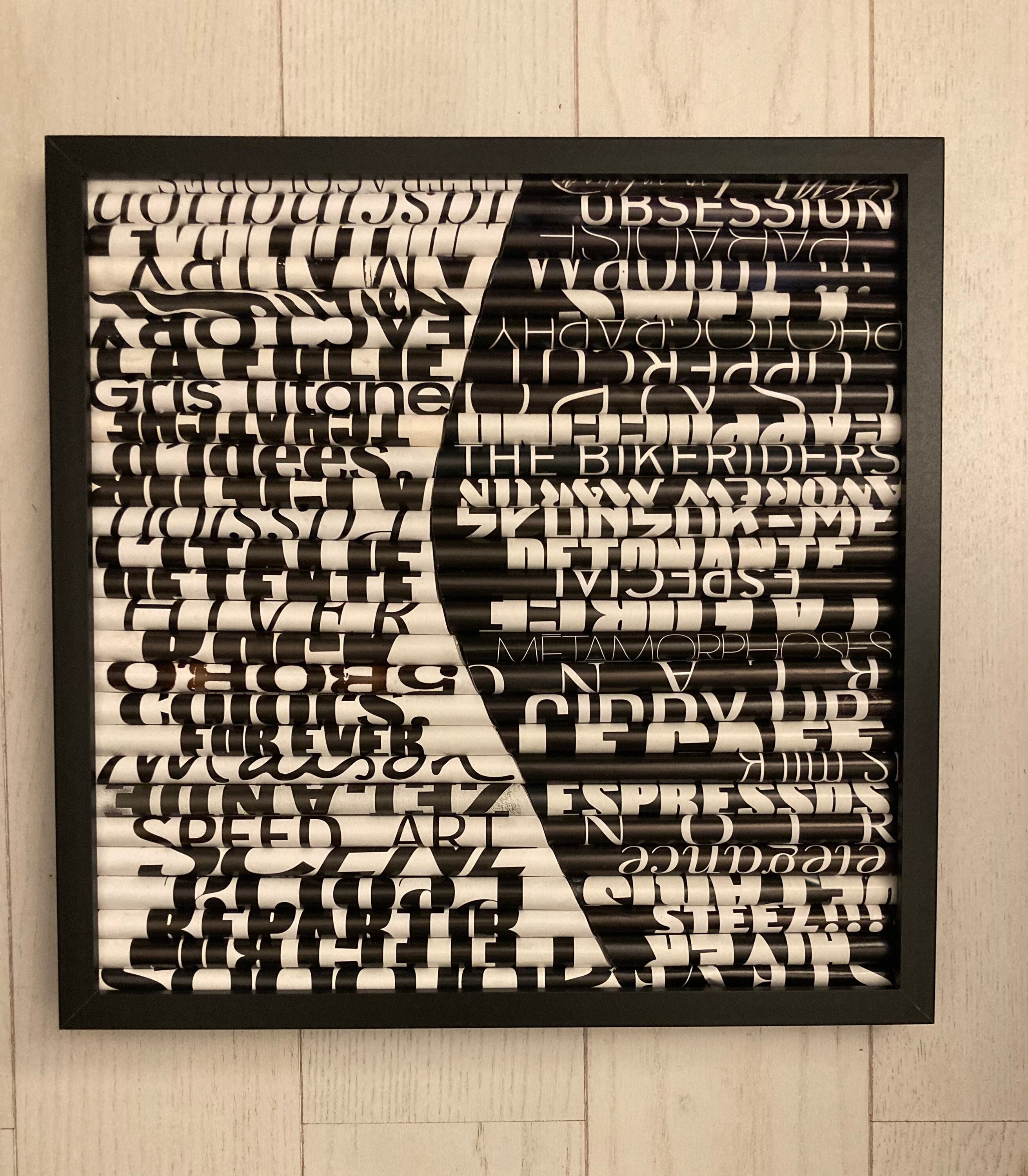 Original Abstract Painting in Recycled Magazines. Wall Decor Rolled ...