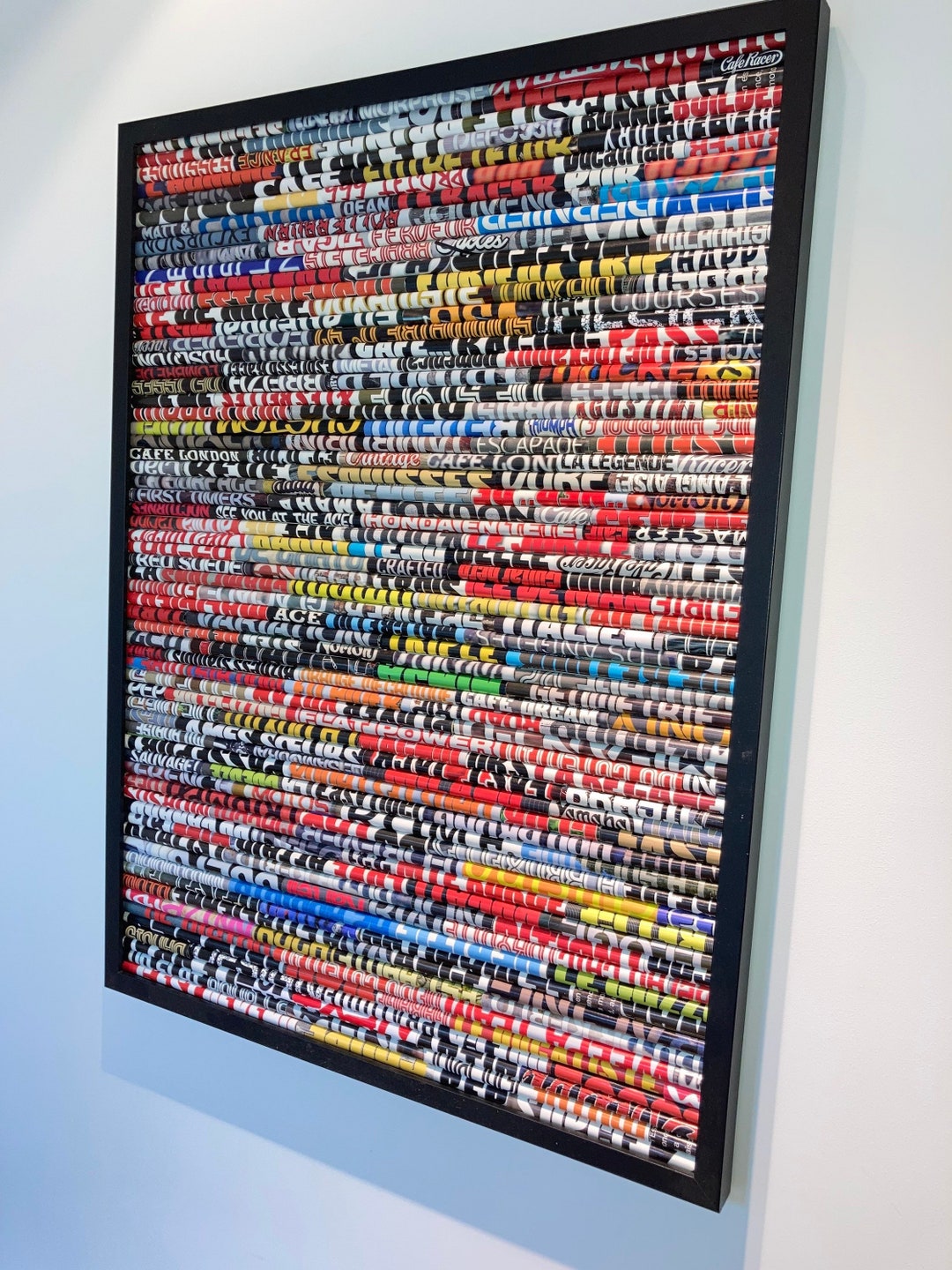 Abstract Picture Created From Recycled Magazines, Multicolored Rolls ...