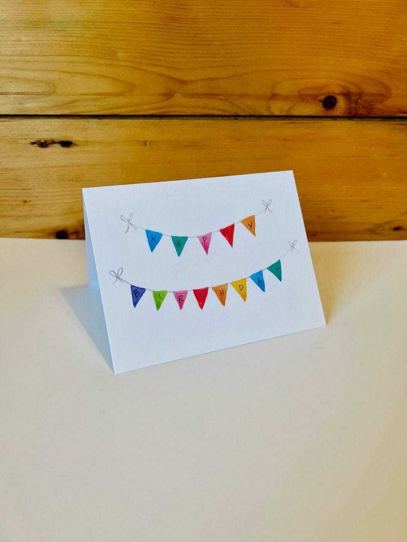 Banner Birthday Card Happy Birthday Rainbow Single Card - Etsy