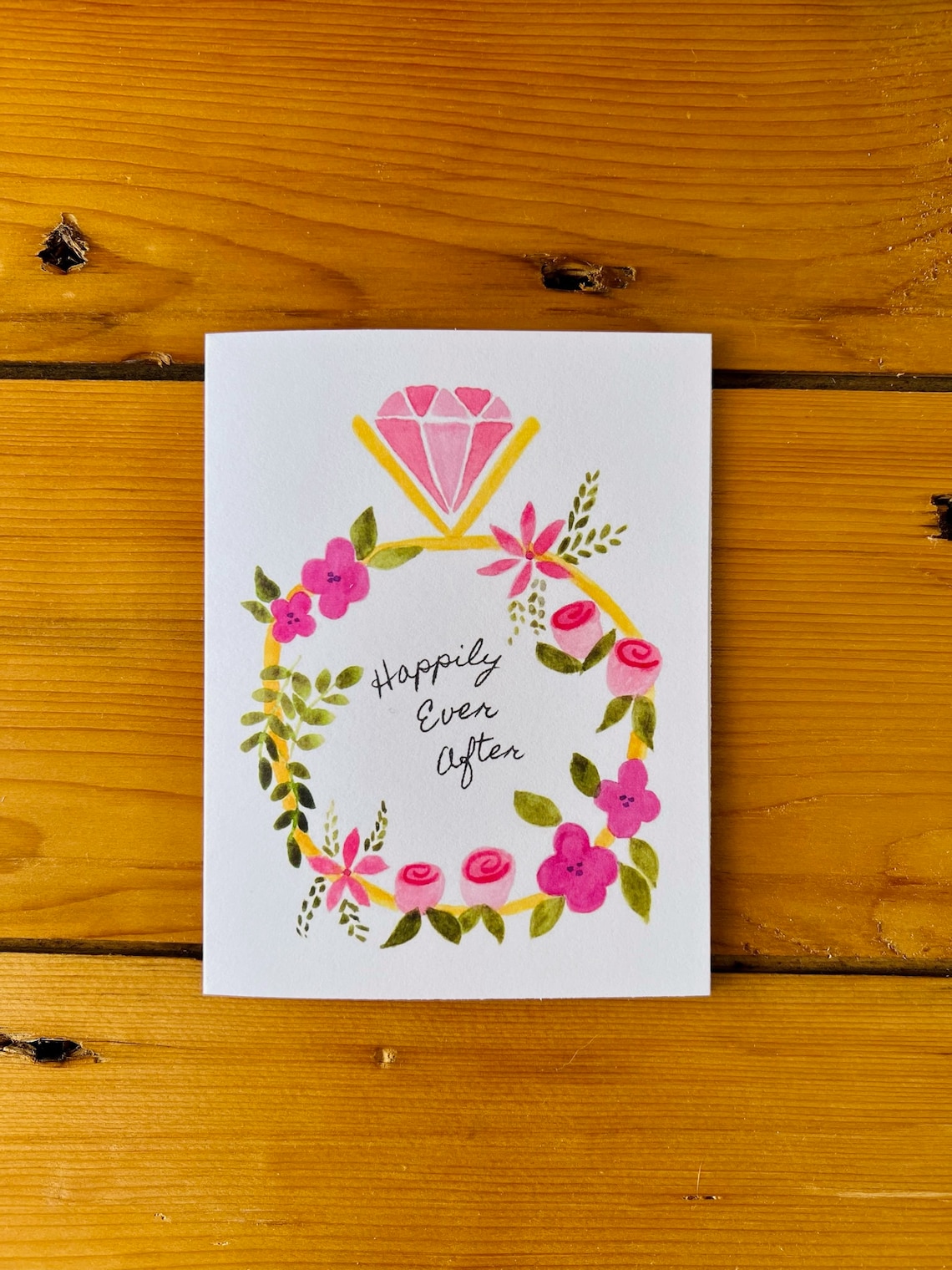 Wedding Ring Greeting Card Wedding Card Floral Card Single Card ...