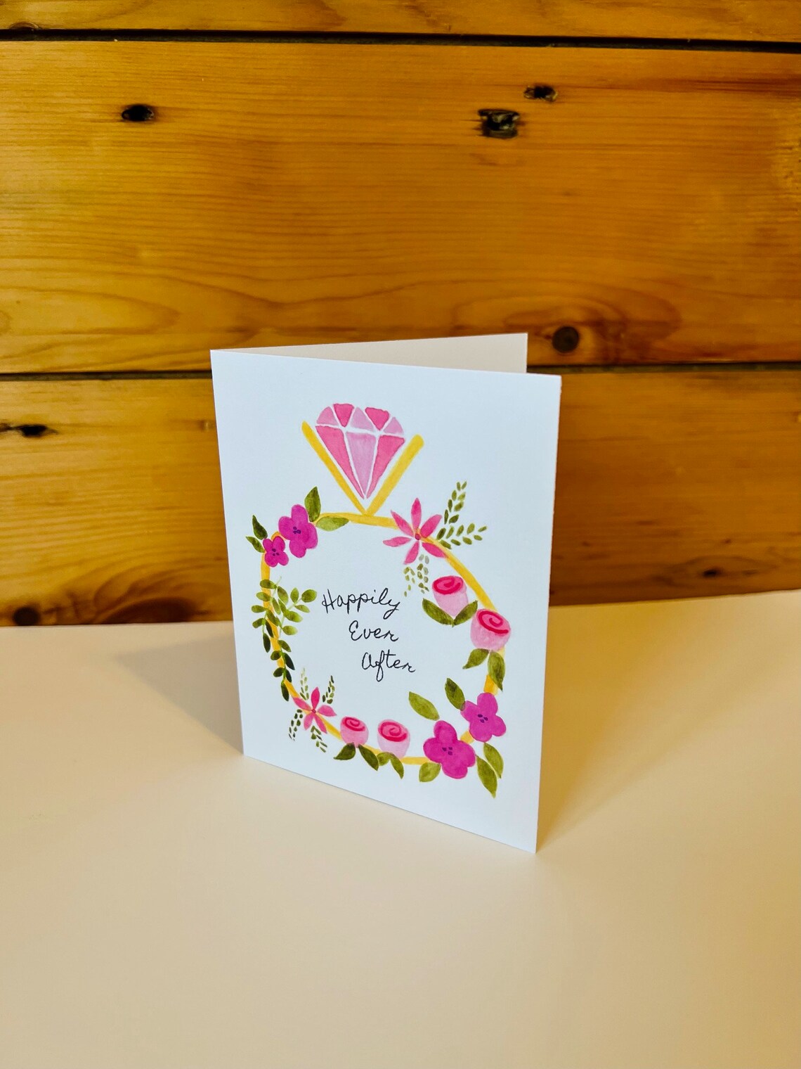 Wedding Ring Greeting Card Wedding Card Floral Card Single Card ...