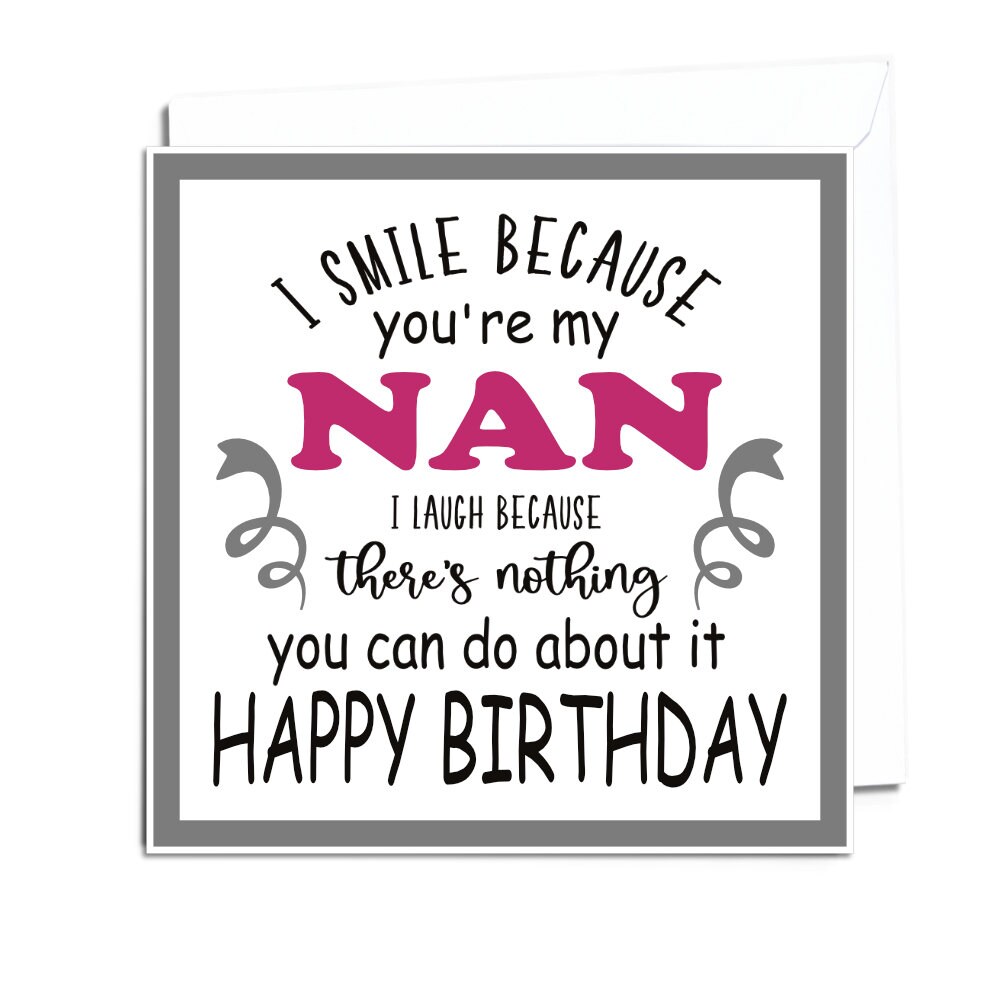 Nan Birthday Card-birthday Card for Nan-funny Nan Birthday Card ...