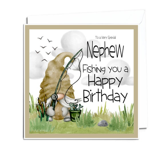 Fishing Birthday Card For Nephew Nephew Birthday Card Fishing Etsy