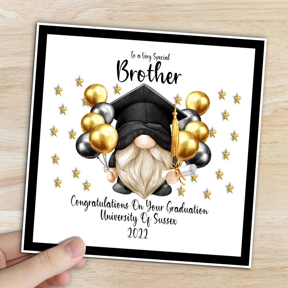 Personalised Brother Graduation Card-congratulation Gnome Card ...
