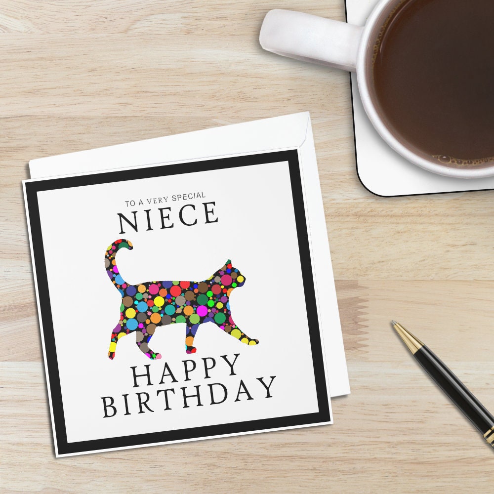 Cat Themed Birthday Card for Niece Niece Birthday Card Handmade Cat ...