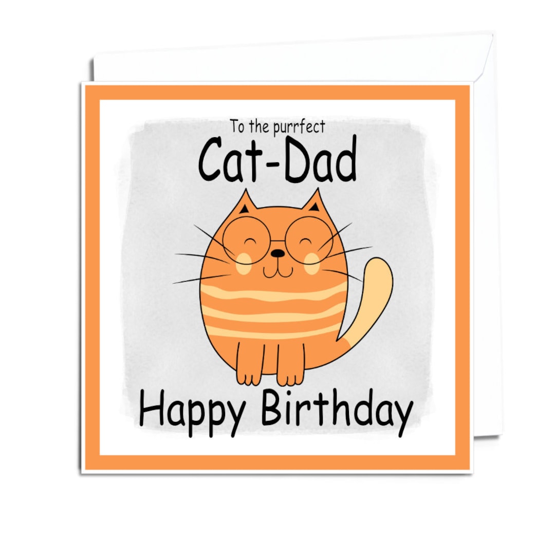 Cat Dad Birthday Card-birthday Card From the Cat-handmade Cat Birthday ...