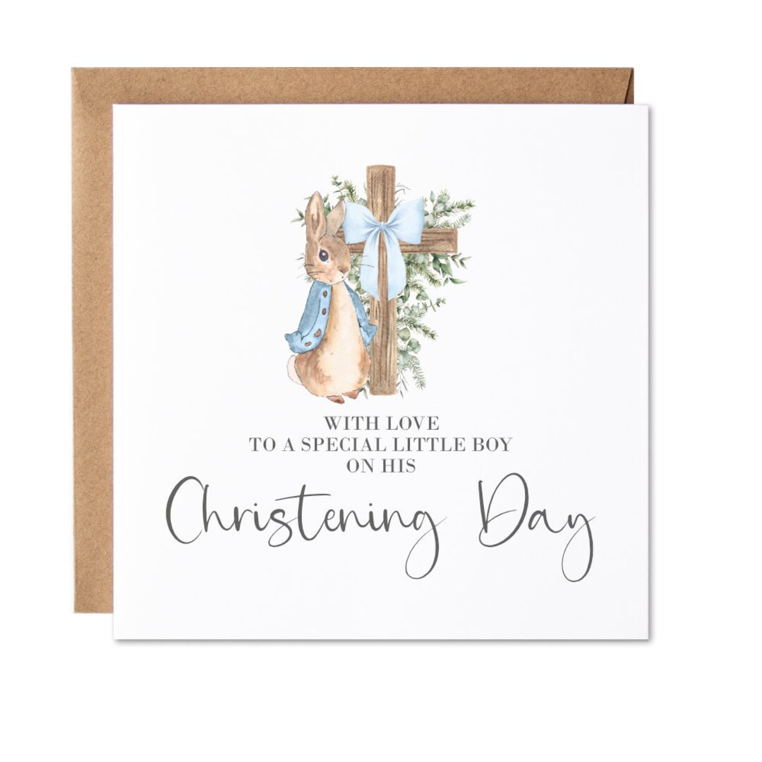 Christening Card for Him | Peter Rabbit Christening Card | Little Boy ...
