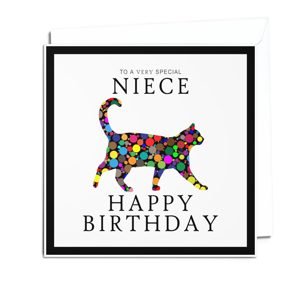 Cat Themed Birthday Card for Niece Niece Birthday Card Handmade Cat ...