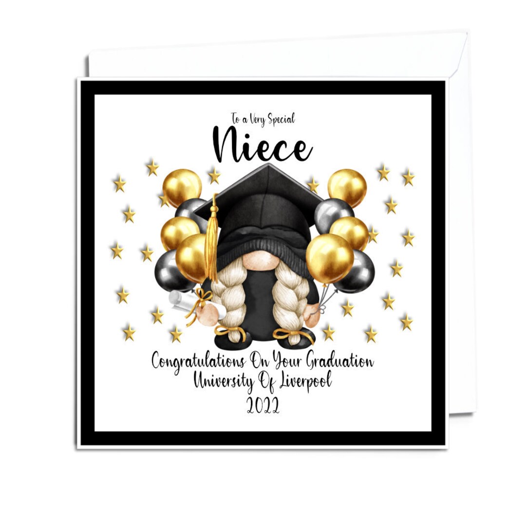 Personalised Niece Graduation Card-congratulation Gnome Card ...