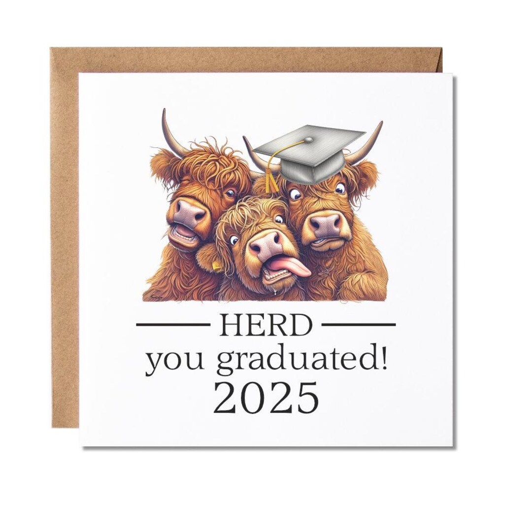 Graduation Card 2025 Funny Graduation Card for Her or Him Highland Cow ...