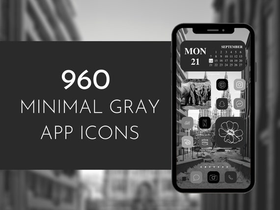 Minimal Gray App Icon For IOS 14 and Android 960 Gray and | Etsy