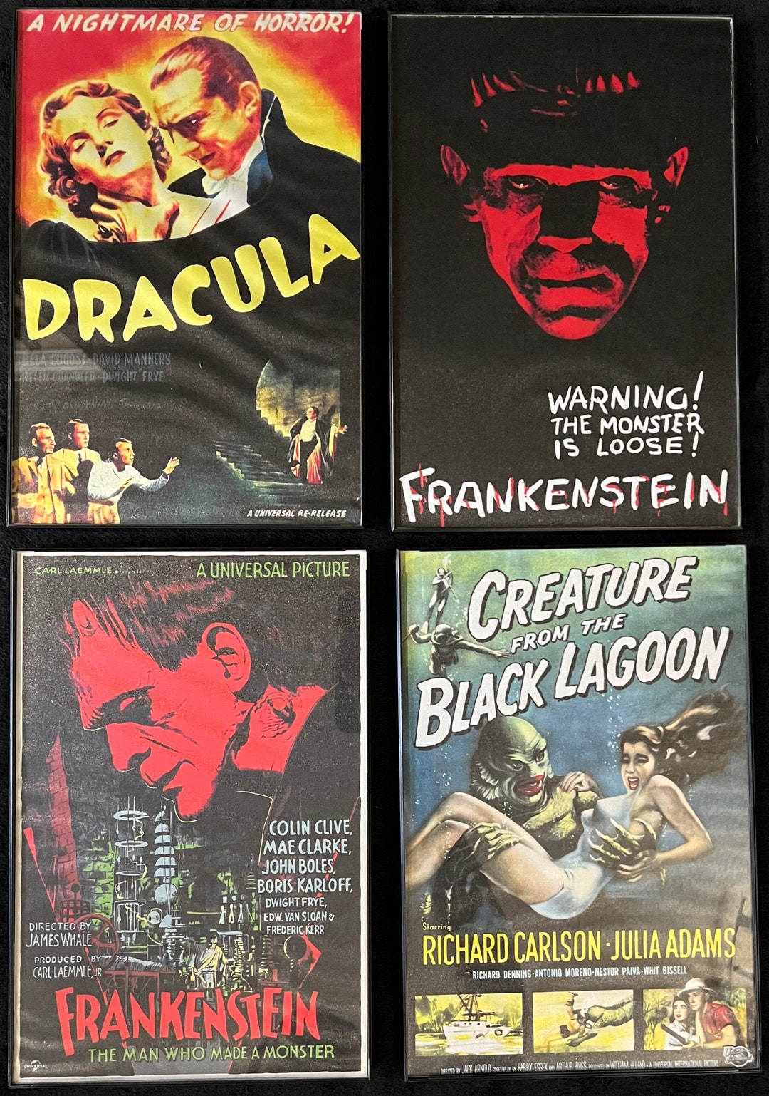 Vintage Universal Movie Monsters Related, Framed Silk Cloth Posters - Etsy