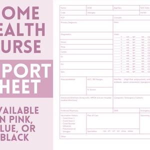Home Health Nurse Report Sheet - Etsy