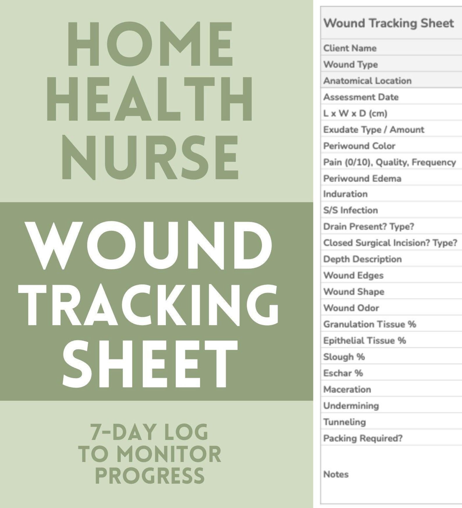 Home Health Nurse Wound Tracking Sheet - Etsy