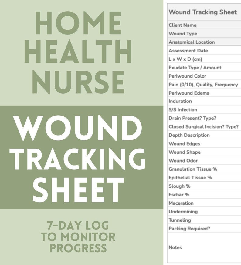 Home Health Nurse Wound Tracking Sheet - Etsy
