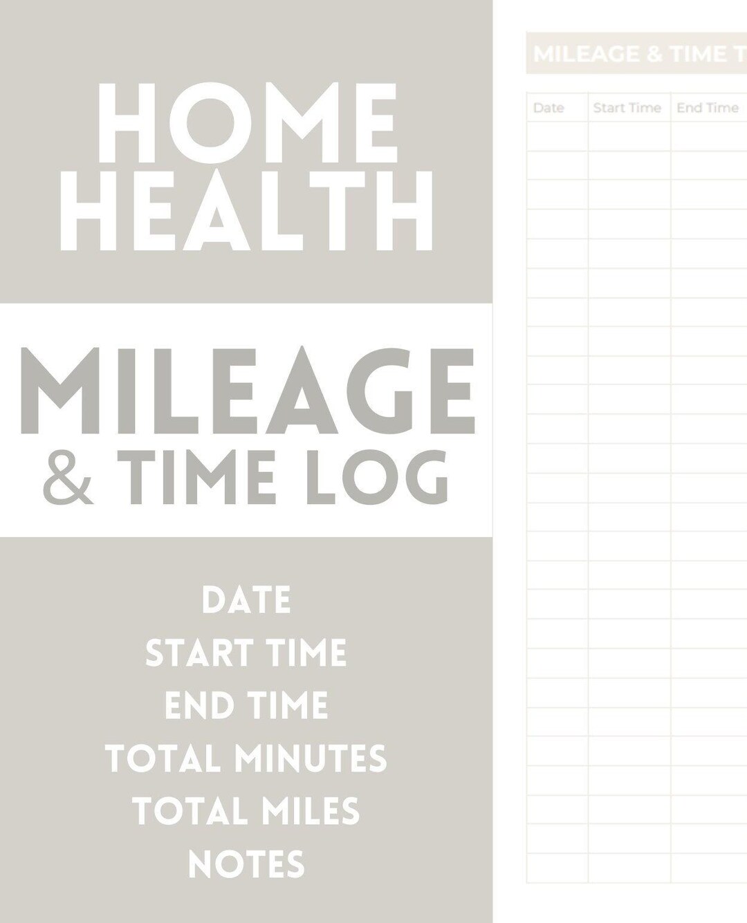 Home Health Mileage & Time Tracking Log - Etsy