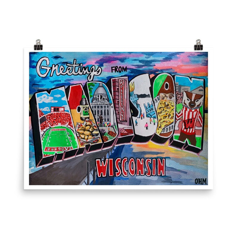 Madison, WI Poster | University of Wisconsin Madison UW Badgers Wall ...