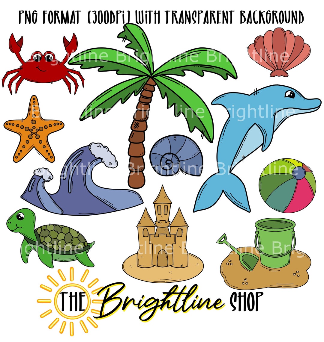 Instant Digital Download Clipart, Beachy Designs, Sand Castle, Palm ...