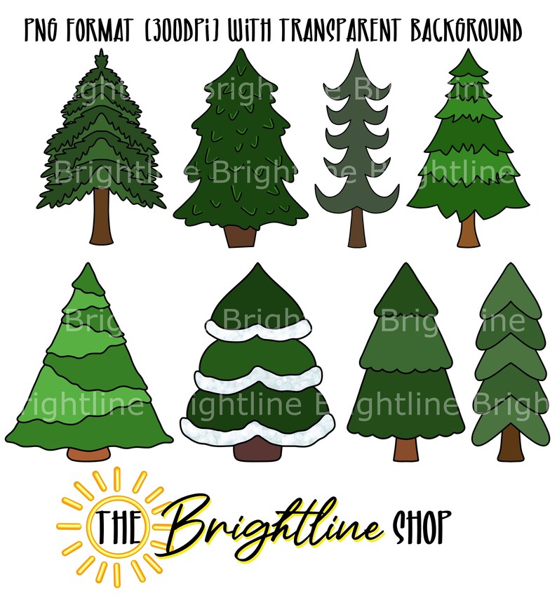 Instant Digital Download Clipart, Christmas Trees, Winter Pines ...