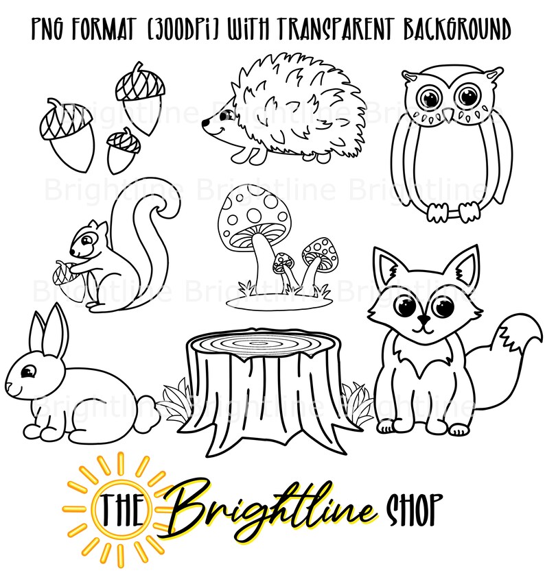 Instant Digital Download Clipart, Woodland Creatures, Fox, Mushroom ...