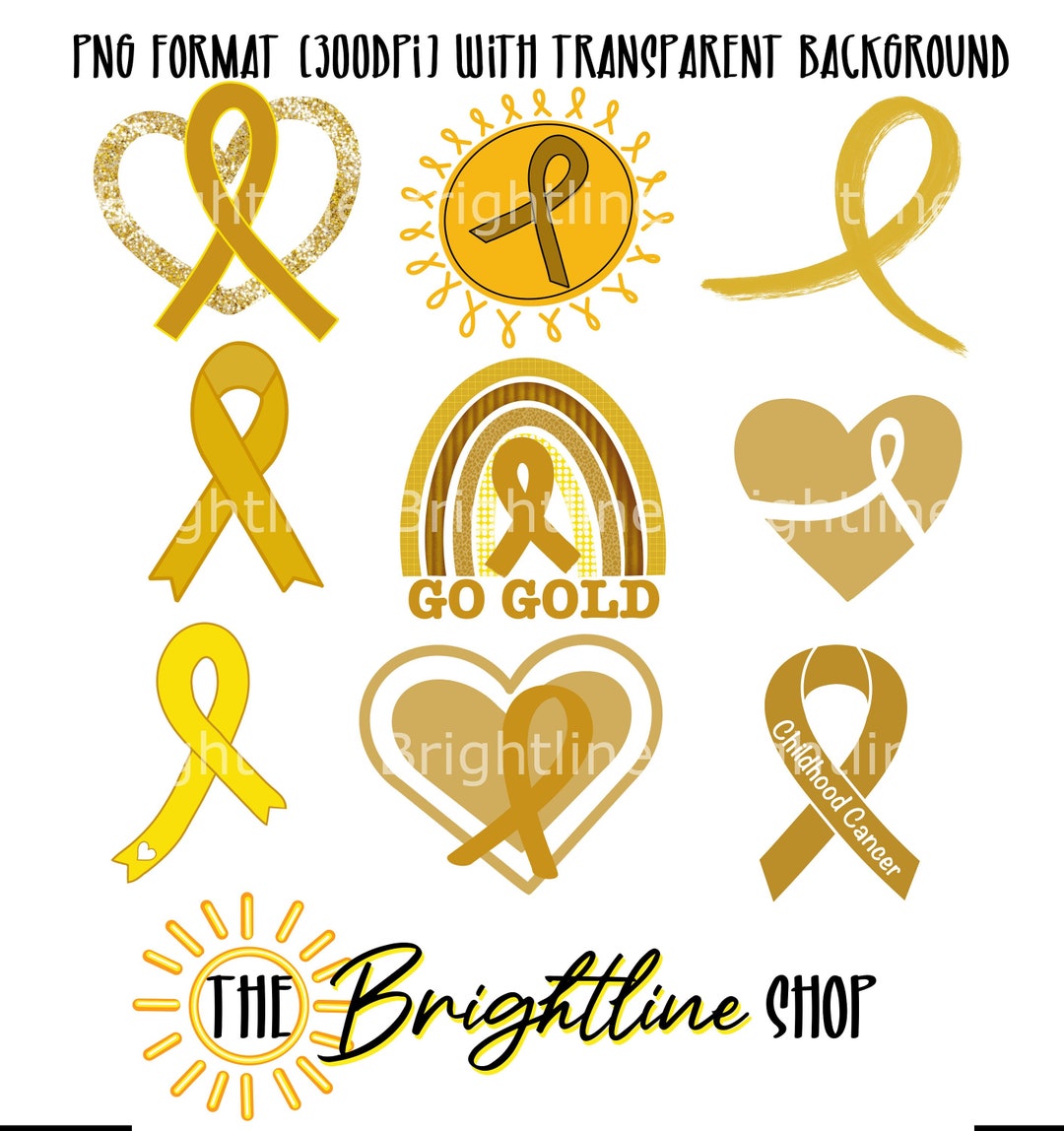 Instant Digital Download Clipart, Childhood Cancer Awareness, Gold Ribbons, Go Gold, Pediatric ...