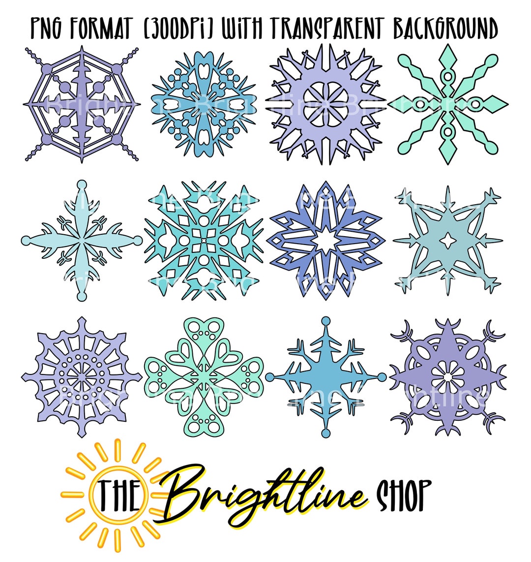 Instant Digital Download Clipart, Snowflake, Folk Art, Christmas ...