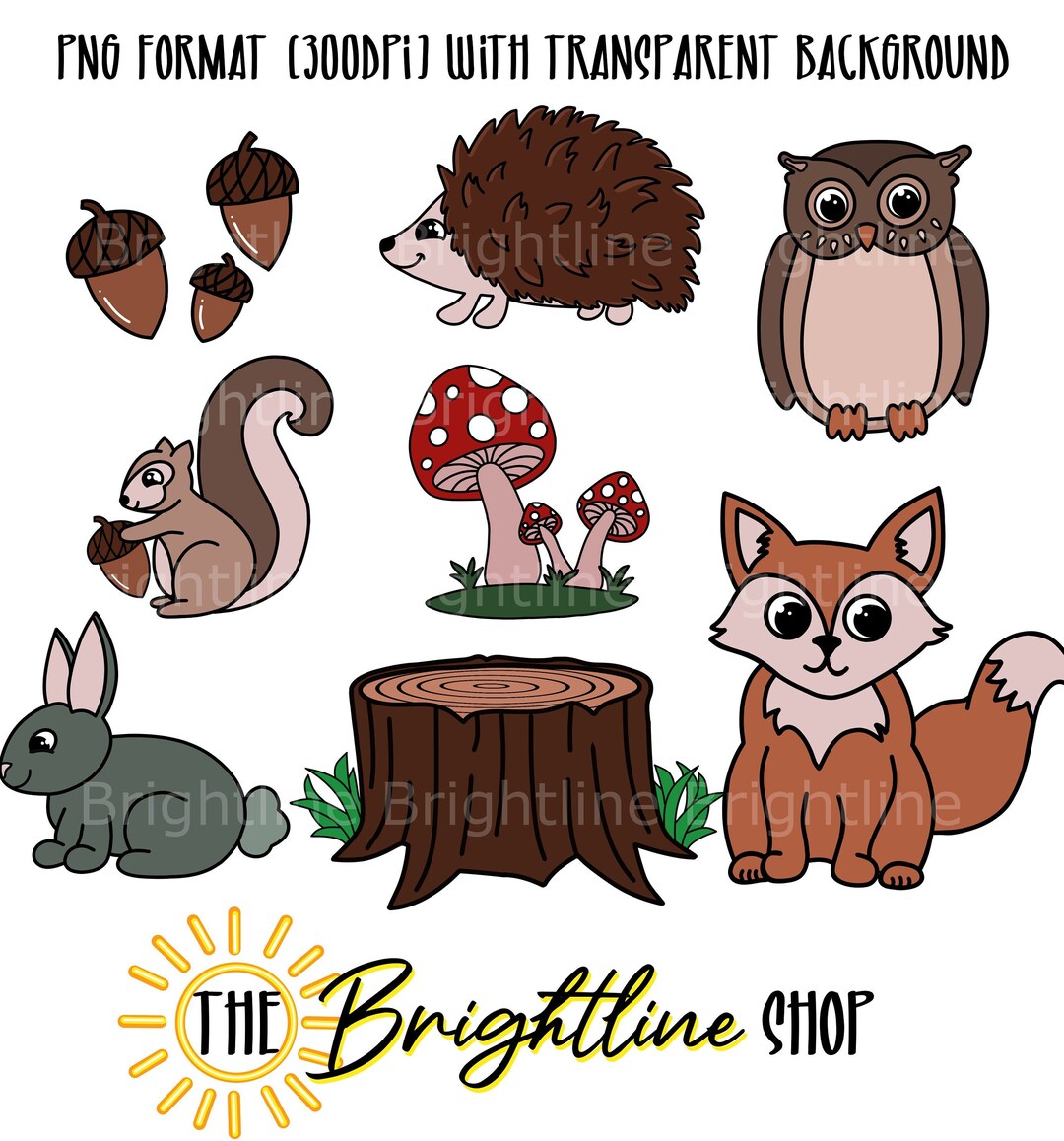 Instant Digital Download Clipart, Woodland Creatures, Fox, Mushroom ...